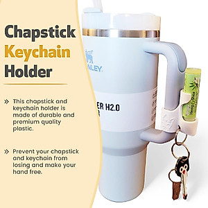 BFP Stanley Cup 40 oz Tumbler Chapstick Holder Keychain - White (Stanley Cup Not Included)