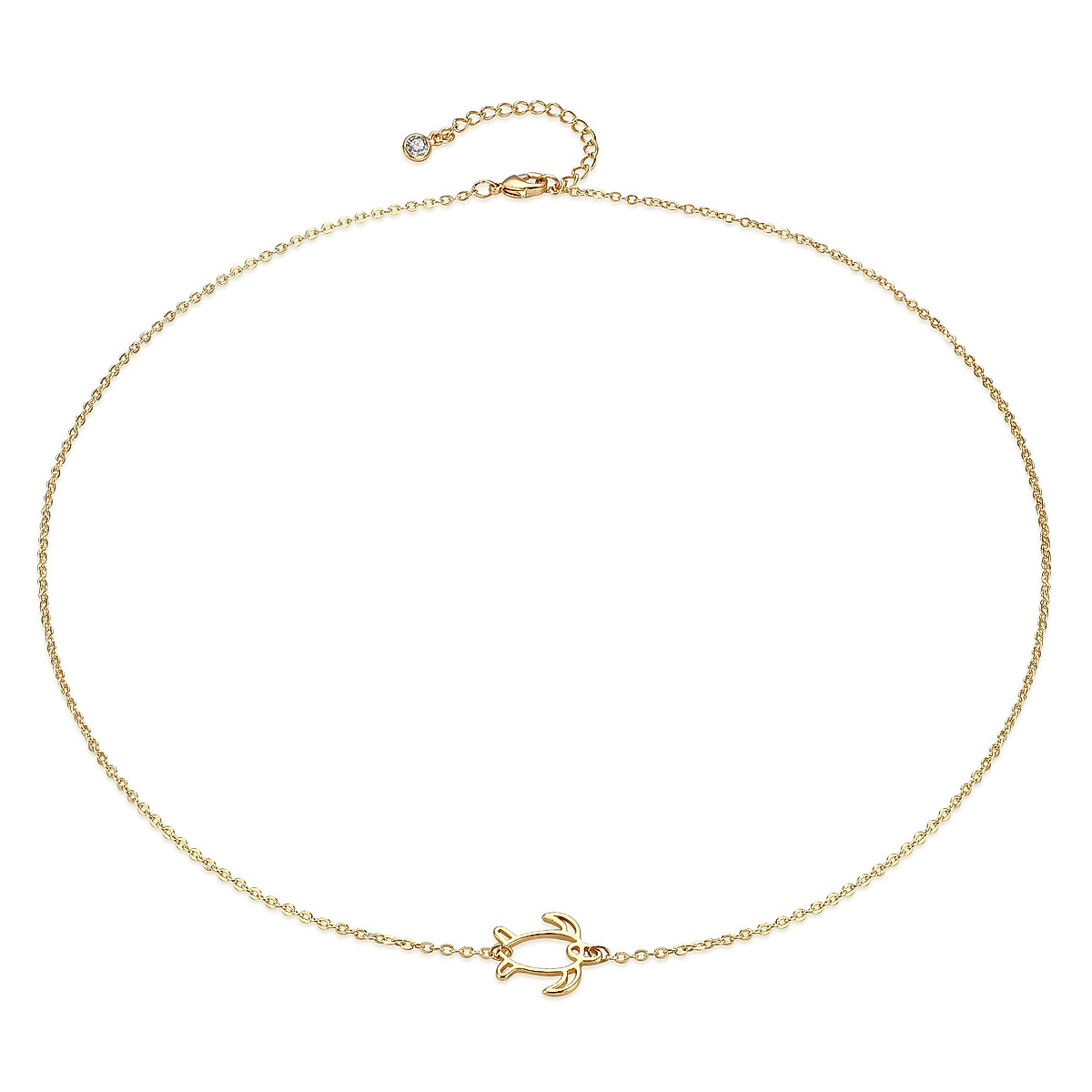 MEVECCO Gold Dainty Turtle Necklace for Women,14K Gold Plated Cute Tiny Boho Sea Tortoise Pendant Necklace