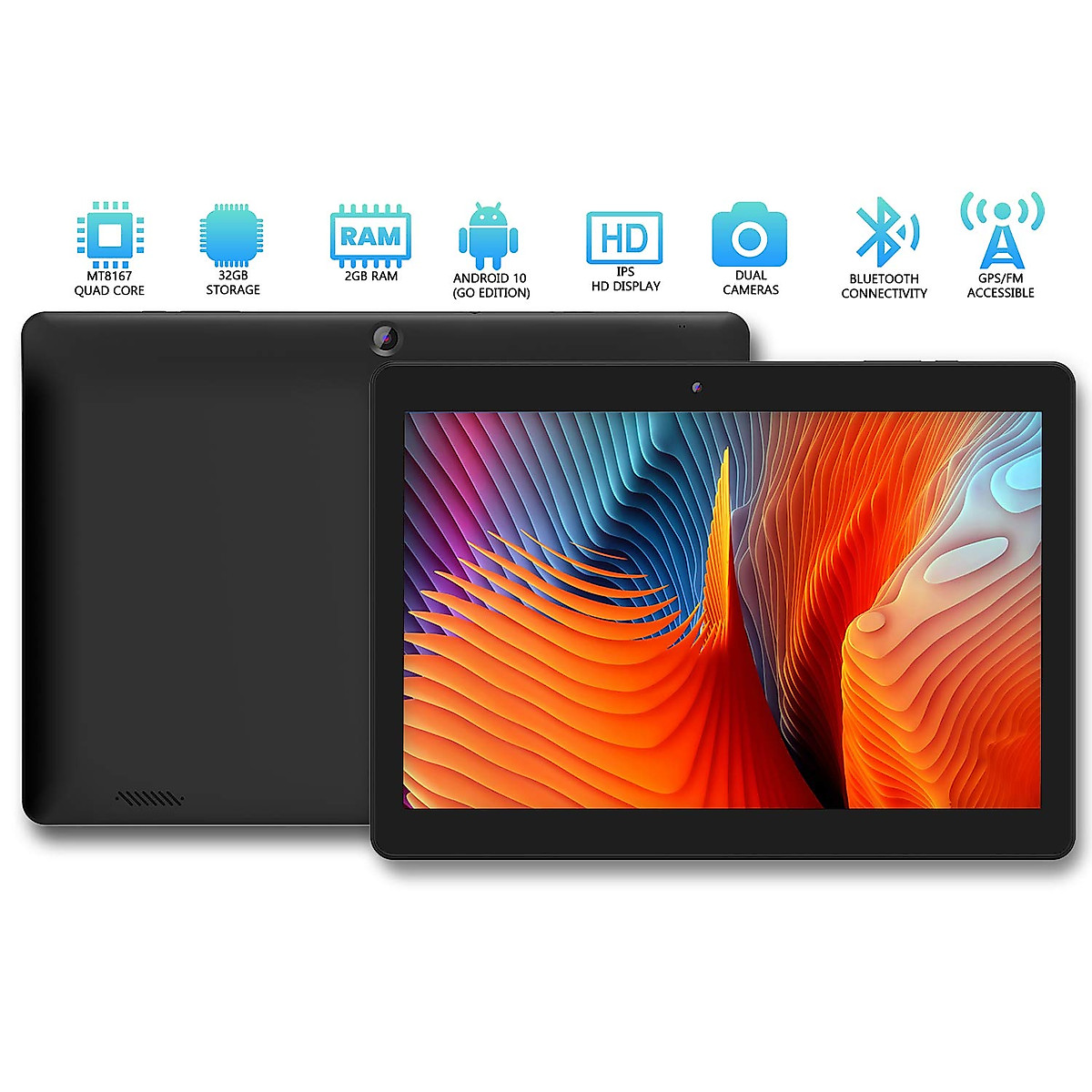 Azpen 10 Inch Android 10 OS Google Certified Tablet Dual Cameras HD 1280 x 800 IPS Display 2GB RAM 32GB Storage Bluetooth GPS