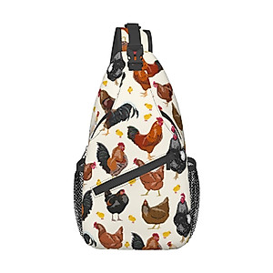 Rooster Chicken Fun Animal Sling Bag For Women Men Travel Hiking Backpack Crossbody Shoulder Chest Bags Casual Daypack Sport