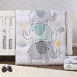 The Peanutshell Elephant Crib Bedding Set for Boys or Girls, 5 Pieces
