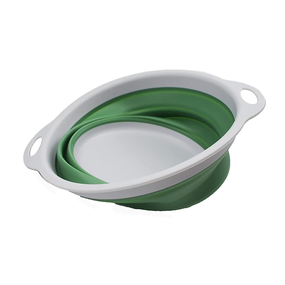 SAMMART 2.6L (0.68 Gallon) Collapsible Tub - Foldable Dish Tub - Portable Washing Basin - Space Saving Plastic Washtub (Grey/Dark Sea Green (Set of 2))