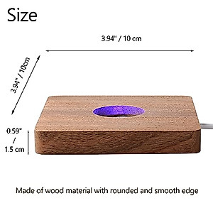 ERWEI LED Wood Light Display Base for Crystal Glass Art Wooden Lamp Stand Base Colorful Square Lighted Base for 3D Crystal Light Pedestal for Resin Art Acrylic Crystal Sphere Holder