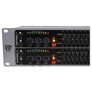 Rockville REQ231 Dual 31 Band 1/3 Octave Graphic Equalizer with Sub-Output, Grey