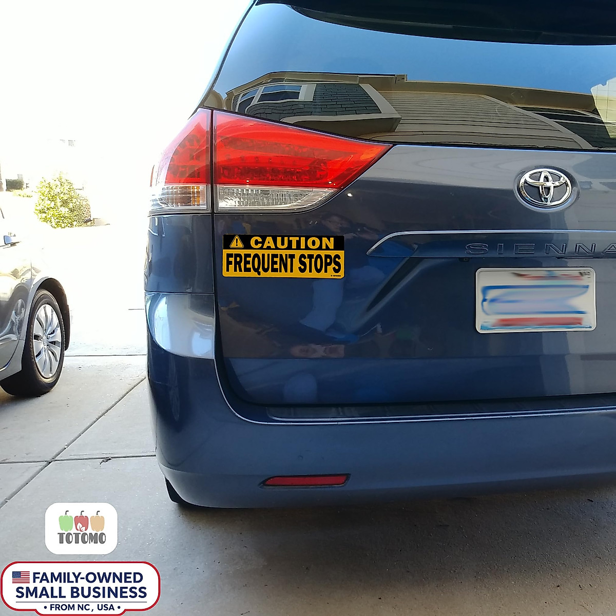 TOTOMO Caution This Vehicle Makes Frequent Stops Magnet 10"X3.5" Reflective Magnetic Safety Warning Sign Sticker for Carrier delivery Car Amazon Flex Driver (2 Pack)