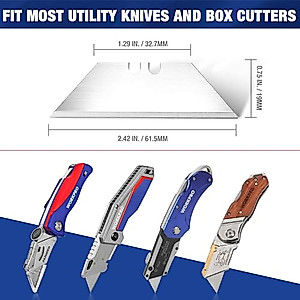 WORKPRO Utility Knife Blades, SK5 Steel Replacement Blades with Dispenser, Standard Blades for Box Cutter and Utility Knives, Pack of 50