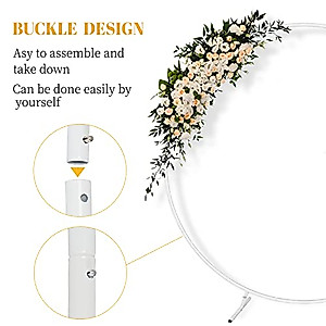Fogein 6.6ft Round Backdrop Stand, Stable Circle Balloon Arch Frame, Metal Circle Arch Stand for Wedding Birthday Party Baby Shower Decoration(White)
