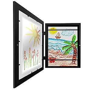 Americanflat Kids Artwork Picture Frame in Black - Displays 8.5x11 With Mat and 10x12.5 Without Mat - Composite Wood with Shatter Resistant Glass - Horizontal and Vertical Formats - Pack of 2