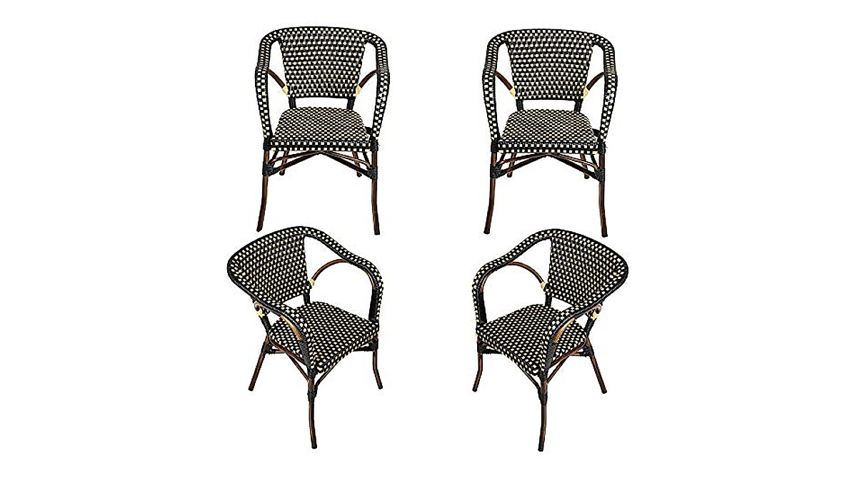 Stackable Outdoor Rattan Wicker Chairs - Patio Dining Set of 4