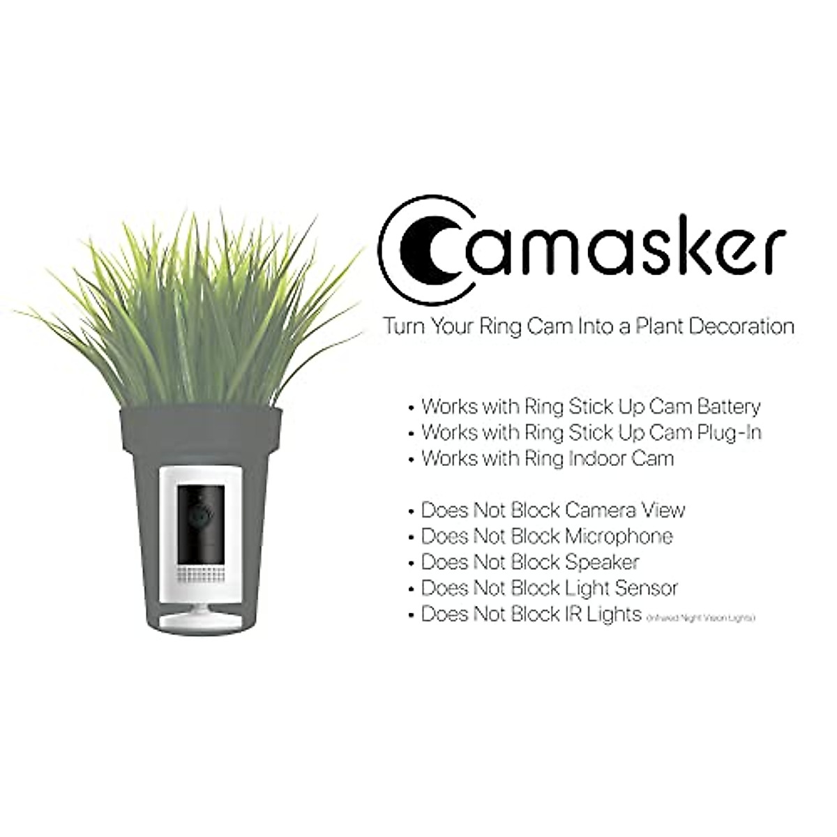 Camasker for Ring - Compatible with Ring Indoor Cam, Ring Stick Up Cam Battery & Ring Stick Up Cam Plug-in - Cover, Disguise & Camouflage Ring Surveillance Camera