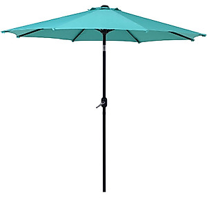 Grand patio 9 FT Enhanced Patio Umbrella with 8 Ribs, Table Market Umbrella with Crank/Tilt, Outdoor Shades for Pool Garden Yard Deck Beach, Blue