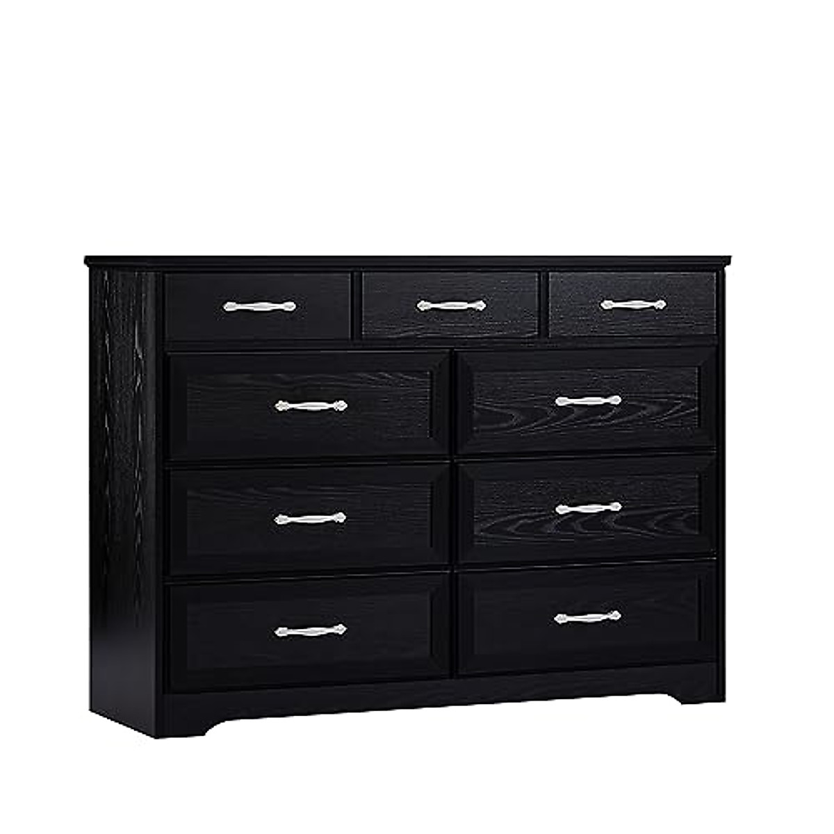 MengK Bedroom Dresser, 9 Drawer Long Dresser with Antique Handles, Wood Chest of Drawers for Kids Room, Living Room, Entry and Hallway, Black, 47.2'' W x 15.8'' D x 34.6'' H.