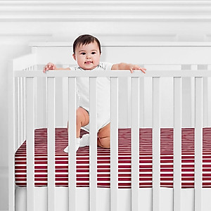 Vintage Aviator Fitted Crib Sheet for Baby and Toddler Bedding Sets by Sweet Jojo Designs - Red Stripe Print