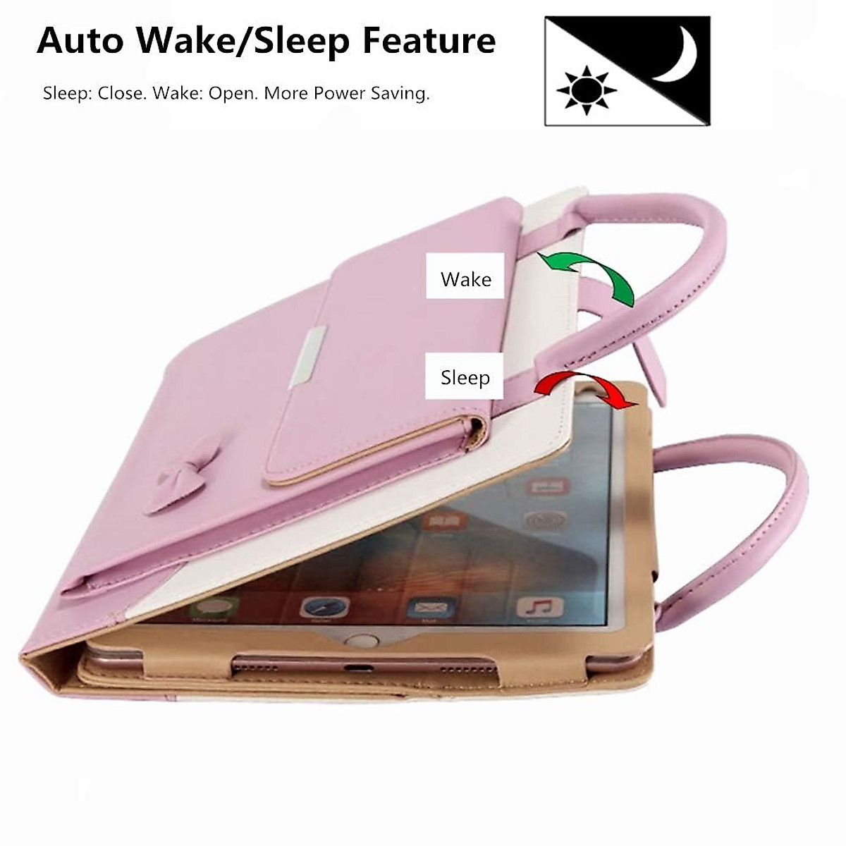Albc Cute Case for iPad Mini 5 2019 / 5th Generation Mini / iPad Mini 4 / 3 / 2 / 1 - Smart Slim Handbag Leather Stand Cover with Auto Wake/Sleep Feature,Pink