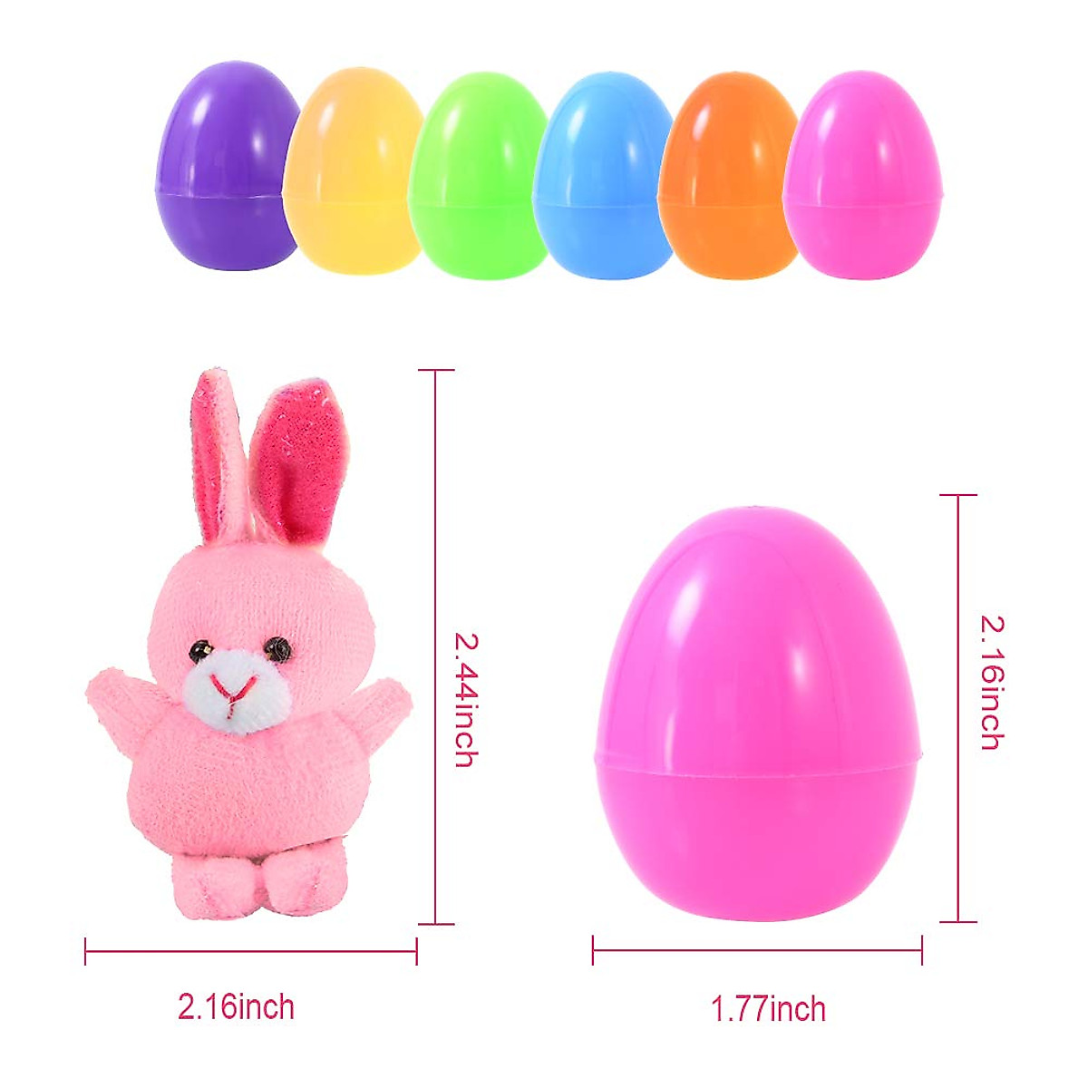 ThinkMax 12 pcs Easter Eggs Filled with Mini Plush Animals Toy for Easter Basket Stuffers/Fillers, Eggs Hunt, Party Favor