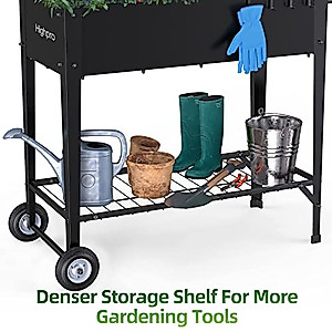 Highpro Raised Garden Bed with Legs, Mobile Planter Box Elevated on Wheels Portable Planter Cart Outdoor Indoor for Vegetable Herbs Potted Plants Flowers