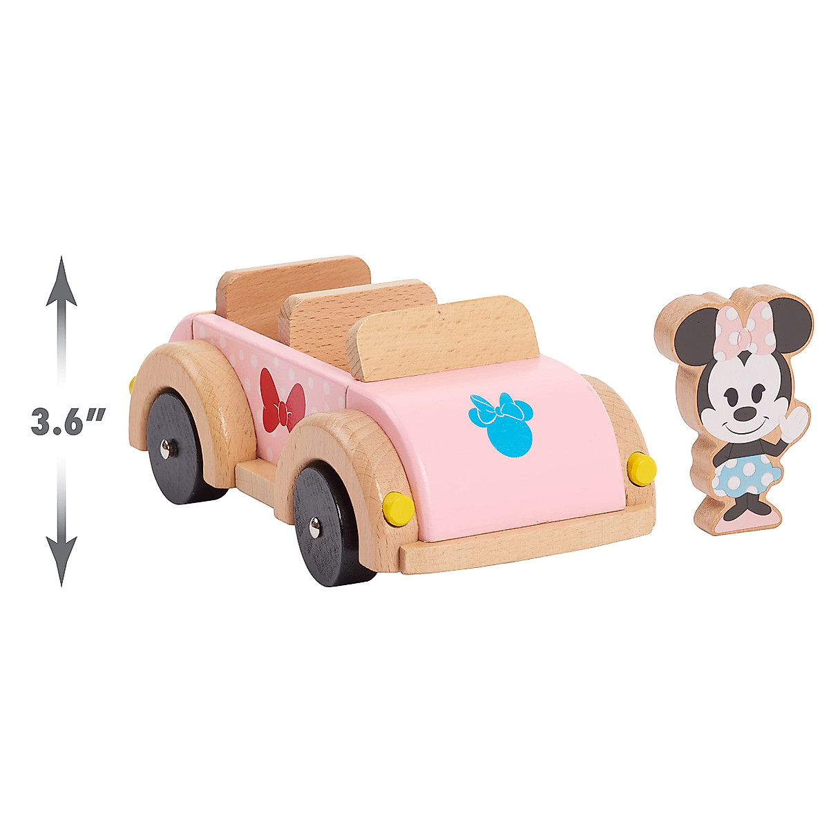 Disney Wooden Toys Minnie Mouse Figure and Vehicle, Officially Licensed Kids Toys for Ages 3 Up by Just Play