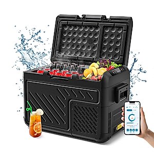 WOLFBOX 12V Portable Refrigerator, 26 Quart Car Fridge, RV Car Refrigerator with 12/24V DC 100/240V AC, Electric Cooler for Car, Camping, Travel and Home Use, APP Control