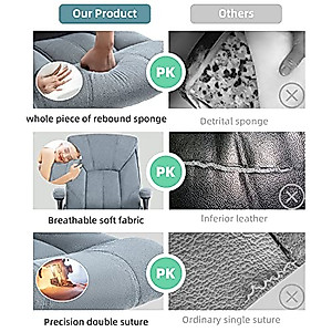 SEATZONE Home Velvet Office Chair, Comfortable Fabric Computer Desk Chair with Wheels, Executive Chair with Adjustable Height and Lumbar Support, Grey