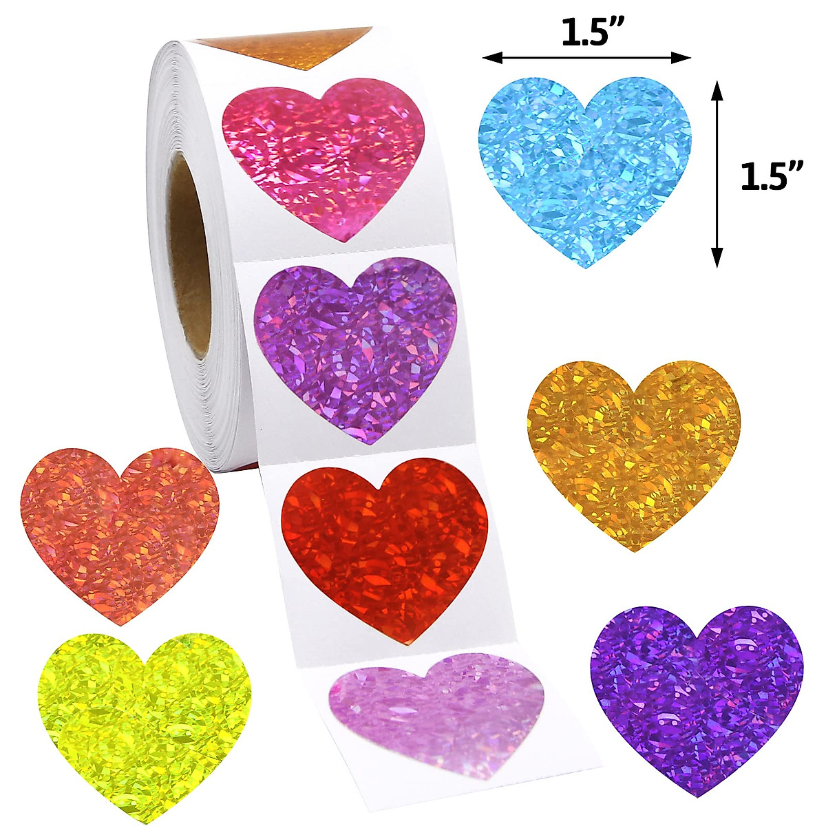 Glitter Valentine's Day Heart Stickers for Envelopes 500pcs Valentine Stickers Decorative Love Stickers Holiday Decorations Wedding Supplies