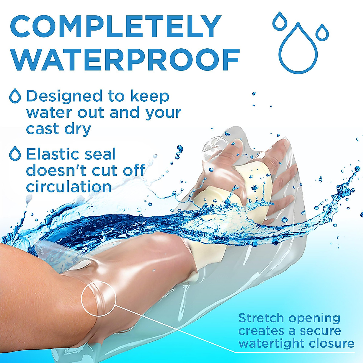 Mighty-X 100% Waterproof Cast Covers for Shower Arm Adult - [Watertight Seal] - 3pk Reusable Cast Protectors - Half Arm Cast Bags for Shower Arm