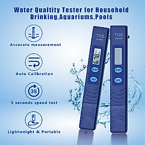 DEMITUMON TDS Meter Digital Water Test,Electronic Water Test with 0-9999 PPM Measurement Range for Household Drinking Aquariums,Pools,Hydroponic,Hand Held,Quick Read,Blue