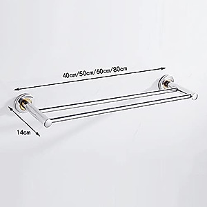 YDYFC European Double Towel Bar Rail, Polished Silver Finish, Wall Mounted Stainless Steel Round Base Towel Holder Rack for Bathroom Hardware and Kitchen, Gold+Silver, 40cm/50cm/60cm/80cm