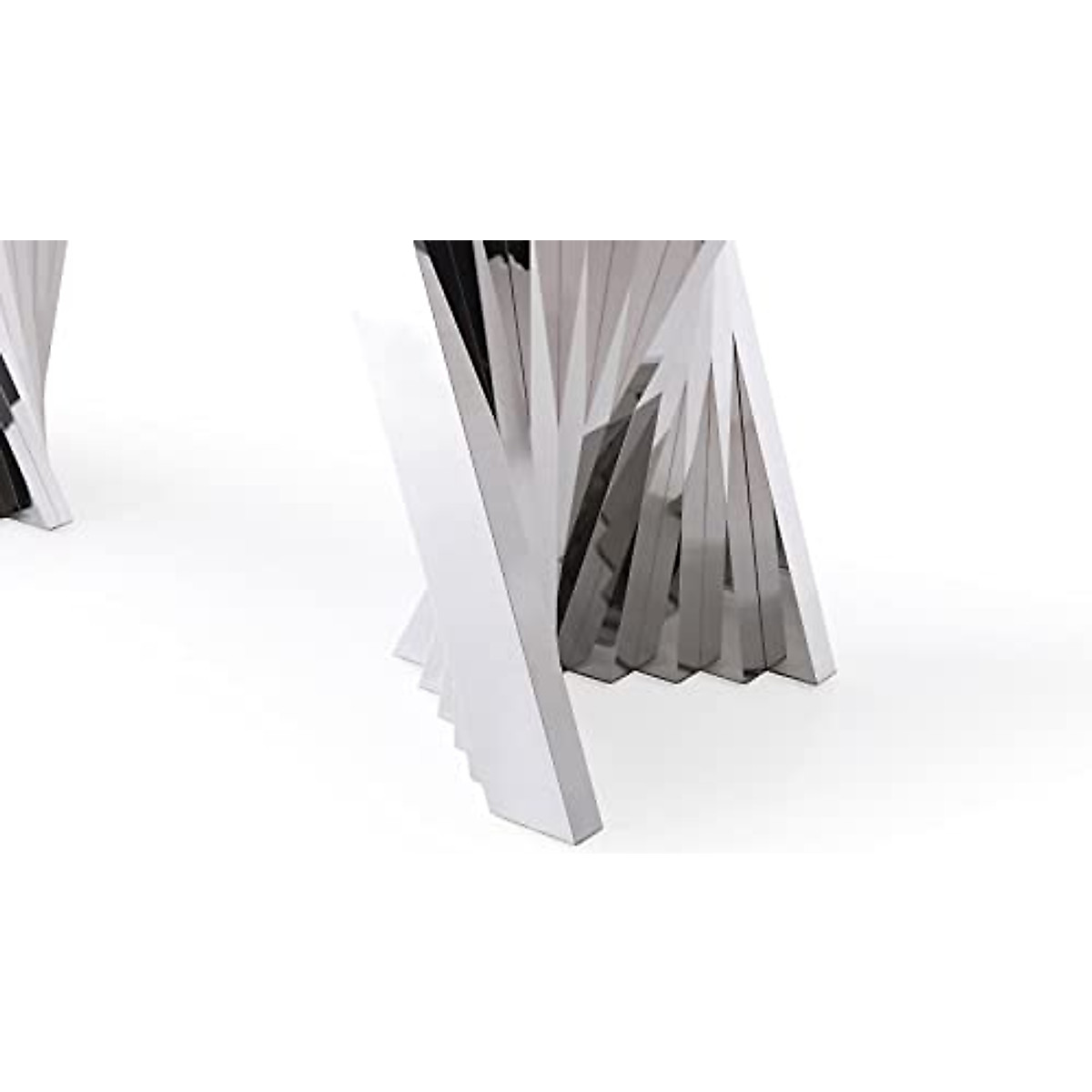 Modern Falcone 94" Dining Table - Clear Glass with Polished Stainless Steel Base