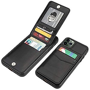 KIHUWEY iPhone 11 Pro Max Case Wallet with Credit Card Holder, Premium Leather Magnetic Clasp Kickstand Heavy Duty Protective Cover for 11 Pro Max 6.5 Inch(Black)
