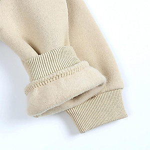 RUKOSU Toddler Baby Boy Girl Fleece Pullover Sweatshirt Solid Color Crewneck Blouse Shirt Tops Warm Fall Winter Clothes Apricot 2-3T