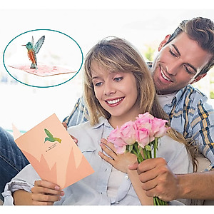 yfdshun 3D Card/Pop-Up Card,Lovely Hummingbird for Family and Friends Thank You Card, Birthday Card, Love Anniversaries and Valentine's Day Card