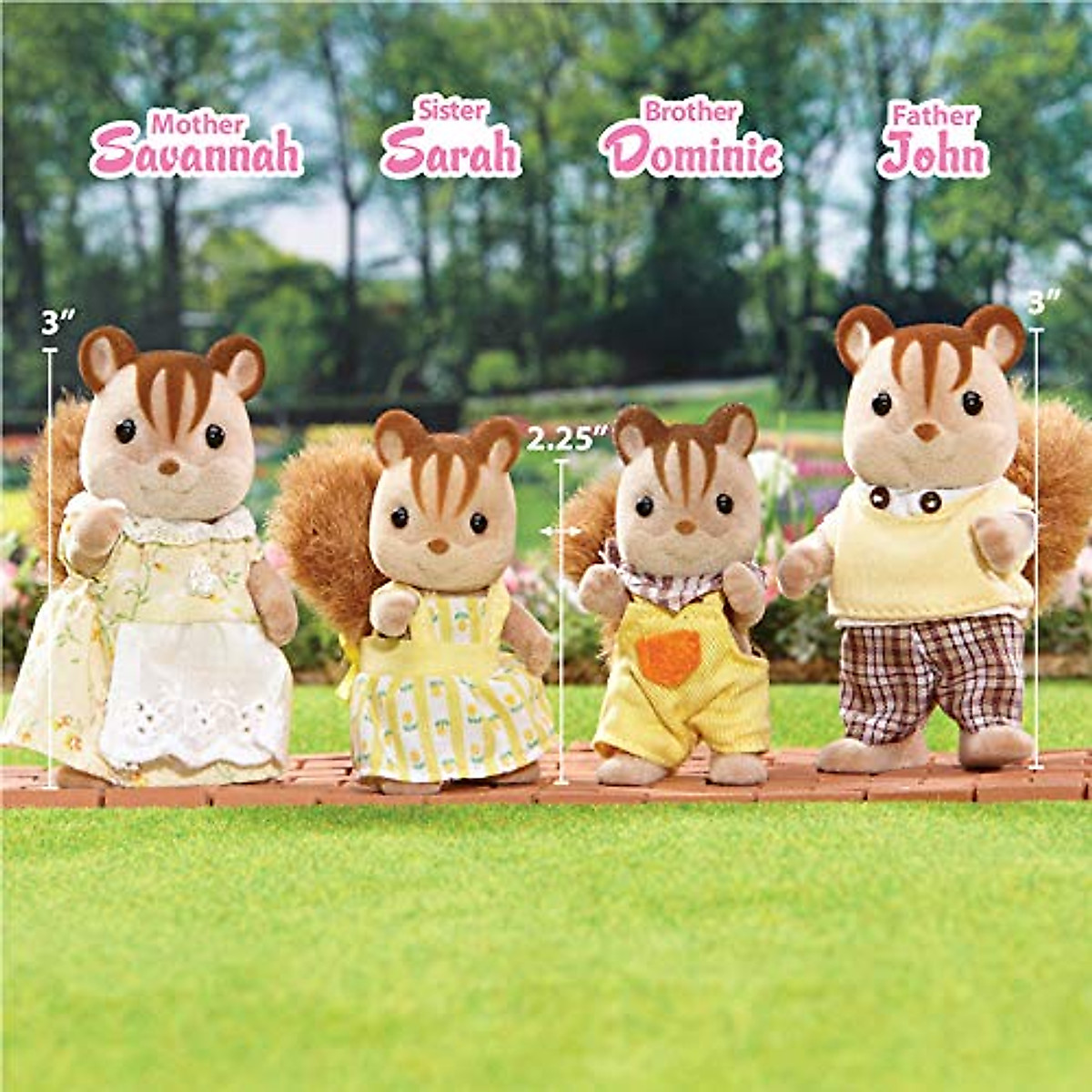 Calico Critters Walnut Squirrel Family - Set of 4 Collectible Doll Figures for Children Ages 3+