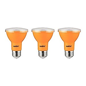 Sunlite 40251 LED PAR20 Colored Recessed Light Bulb, 3 Watt (50w Equivalent), Medium (E26) Base, Floodlight, ETL Listed, Amber, 3 Count
