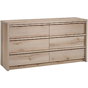 Sauder Harvey Park 6-Drawer Bedroom Dresser in Pacific Maple, Pacific Maple Finish