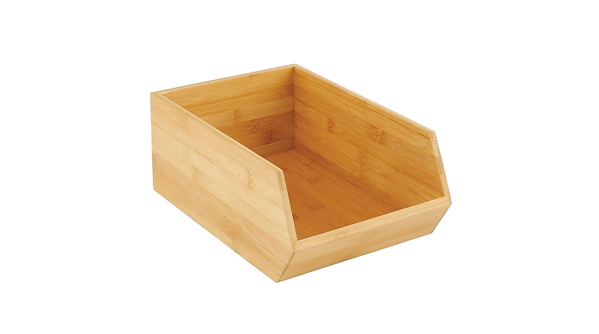 mDesign Bamboo Stackable Storage Bins - Kitchen Pantry Org (4 Pack)