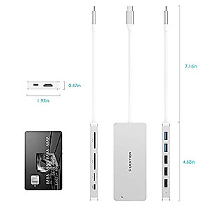LENTION USB C Hub with 3-Slot Card Reader, 4K HDMI, USB 3.0, USB 2.0, Type C Data/Charging Compatible 2023-2016 MacBook Pro, New Mac Air/Surface, Stable Driver Certified Adapter (CB-C19, Silver)