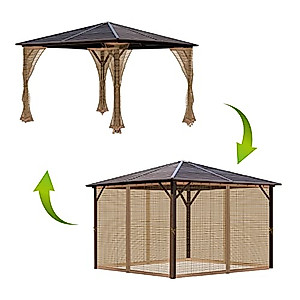 BRIGHTDECK Gazebo Replacement Mosquito Netting Screen, Sidewalls Outdoor 4-Panels Universal Gazebo Netting for Patio, Garden and Backyard (Net Only) (10-ft x 10-ft)