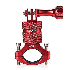 HSU Bike Handlebar Mount for Gopro Hero 12/11/10/9/8/7/6/5/4 AKASO Campark Osmo Action 3/4 and Other Action Cameras, 360 Degrees Rotary Motorcycle Mount (Red)