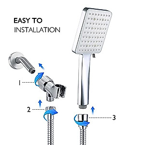 GRICH High Pressure Shower Head with Handheld, 6 Spray Modes/Settings Detachable Shower Head with Stretchable 59" 304 Stainless Steel Hose and Multi Angle Adjustable Shower Bracket