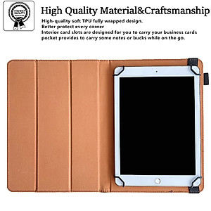 JZCreater 10 Inch Tablet Case, Universal 10 10.1 Inch Android Tablet Cover, Multi-Angle Viewing Stand Case for 9.5-10.5 Inch Tablet, Brown
