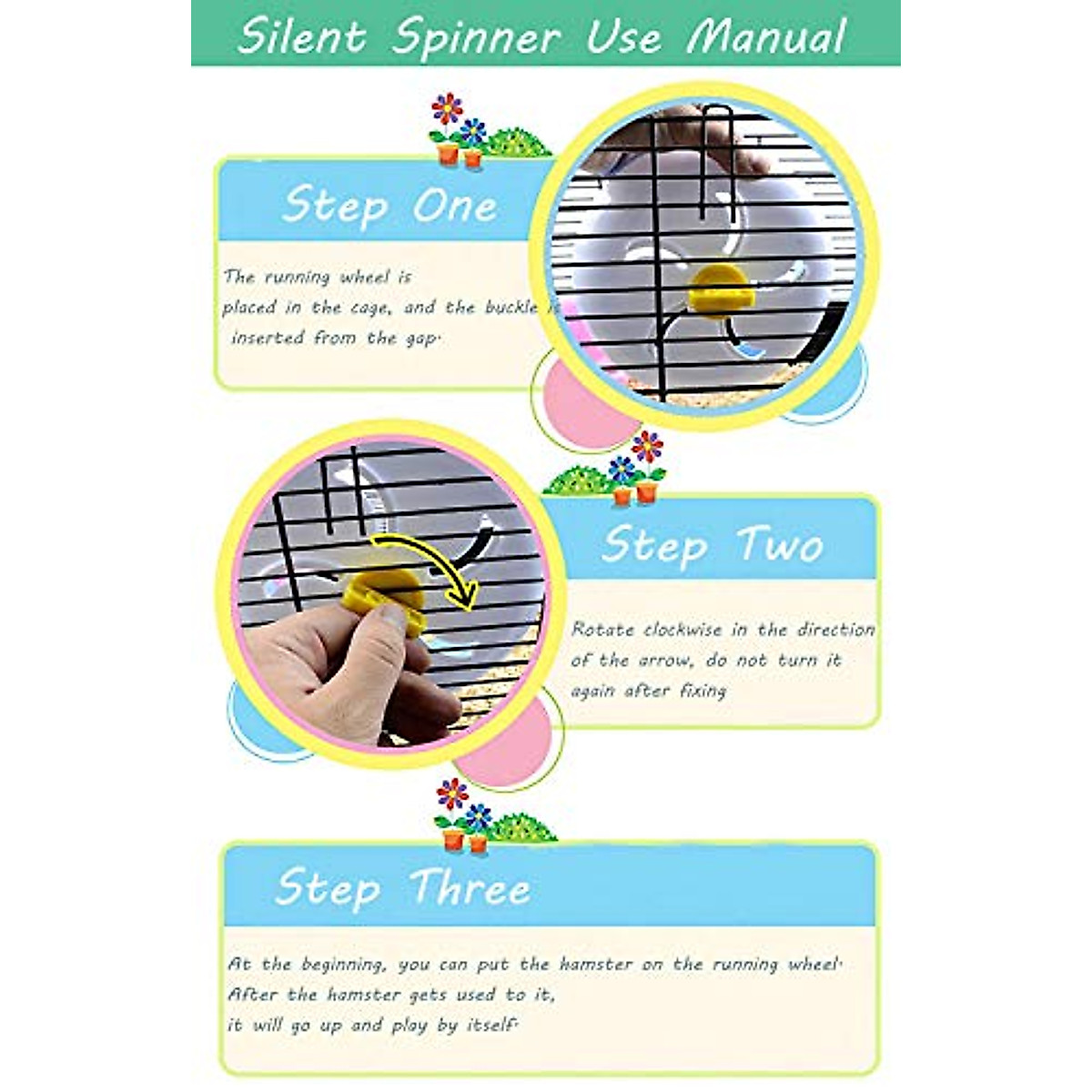 5.5 inch Silent Hamster Exercise Wheels -- Premium PP Material, Quiet Large Spinner Running Wheel for Hamsters Gerbils Mice and Other Small Animals(Blue)