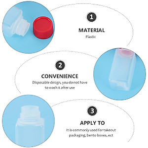 BESTOYARD 100pcs Bento Soy Sauce Case Container Vinegar Dispenser Bottles Plastic Condiment Bottles for Sushi Sashimi Salads Square 6.5ml