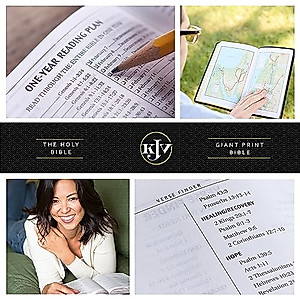 KJV Holy Bible, Giant Print Standard Size Faux Leather Red Letter Edition - Ribbon Marker, King James Version, Blue Two-tone