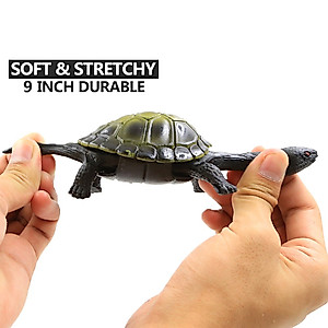 Turtle Toys,5 Inch Rubber Tortoise Turtle Sets(4 Pack),Great Safety Material TPR Super Stretchy,Can Hide in Shell,Sea Ocean Animal Bathtub Bath Pool Toy Party Favors Boys Kids