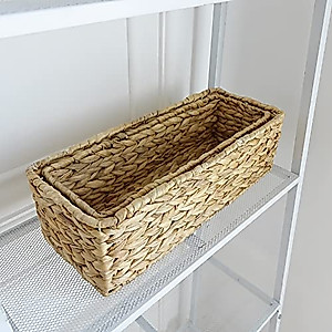Toilet Paper Basket Natural Woven Bathroom Storage Organizer Basket Wicker Decorative Toilet Roll Holder Tank Basket(Water Hyacinth)