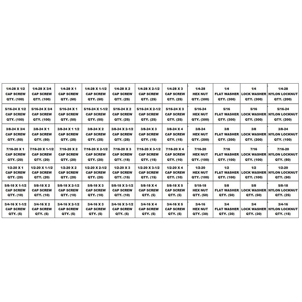 5170 Piece Grade 8 SAE Fine Thread Bolt Assortment Hex Head Cap Screws, Flat and Lock Washers, Hex and Lock Nuts with (2) 40 Hole Bins