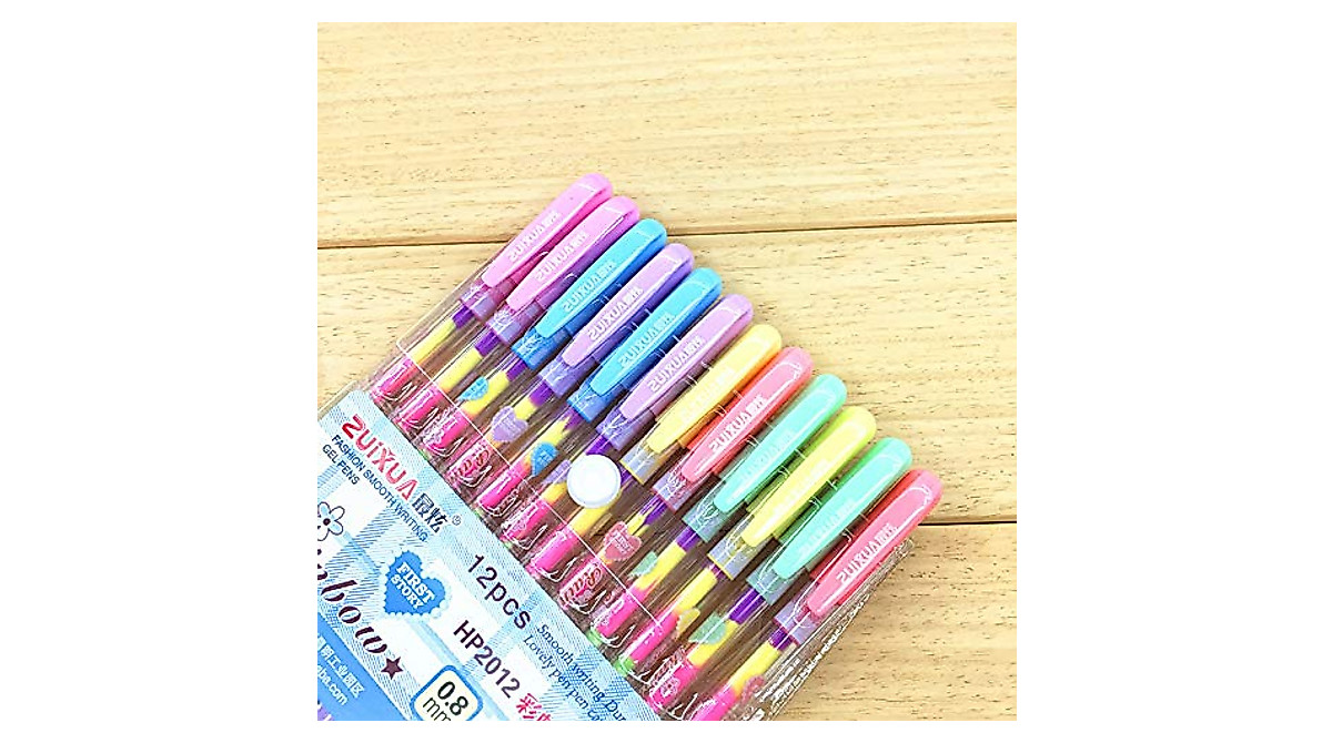 Ipienlee Rainbow Gel Ink Pens - 12 Multi-Colored Set