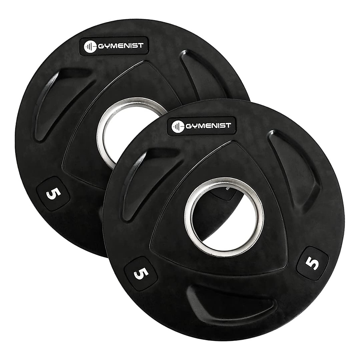 GYMENIST Premium Olympic Rubber Coated Metal Weight Plates for Men and Women – Durable Non Slip Grip and Long-Lasting Weights Plate Gym Sets for Home and Commercial Use (5 Lb - Pair, Rubber)