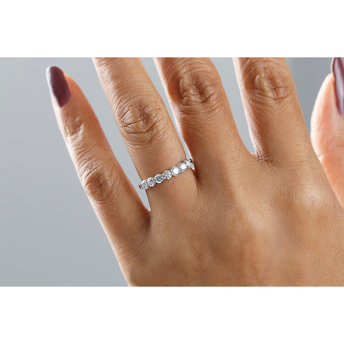 Buy Jewels Solid 10k Gold Wedding Band Moissanite Half Eternity Anniversary Ring For Women (G-H Color) (White Gold, 7.5)