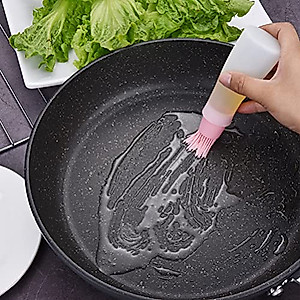 Happyyami Clear Container 6Pcs Silicone Oil Bottle Brush Portable BBQ Pastry Basting Brush Oil Honey Sauce Bottle Brush for Cooking Grill Barbecue Baking Tools Mixed Color Silicone BBQ Brush